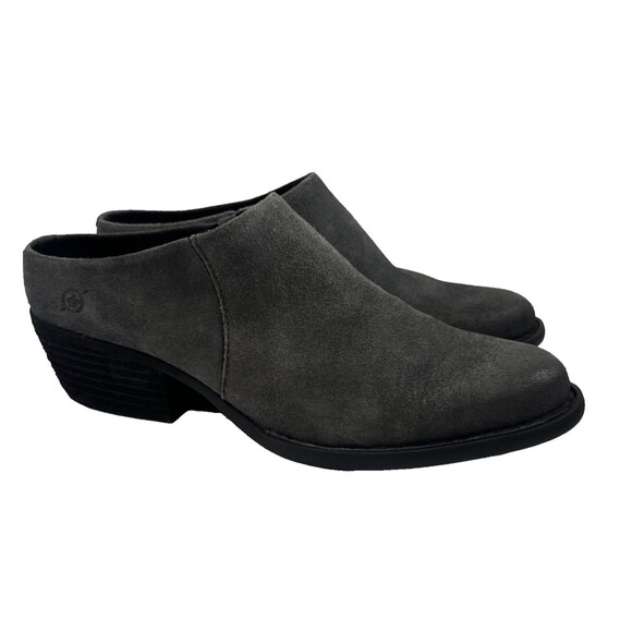 Born | Shoes | Born Starr Mule Gray Suede Leather Low Heel Slip On ...